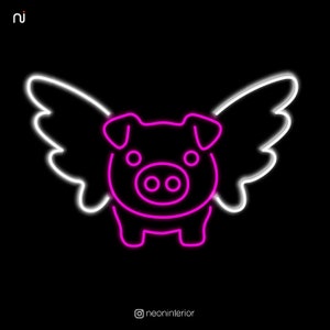 Pig Neon Sign - Home Decor, Neon Sign Bedroom, Animals Sign, Neon Decor ...