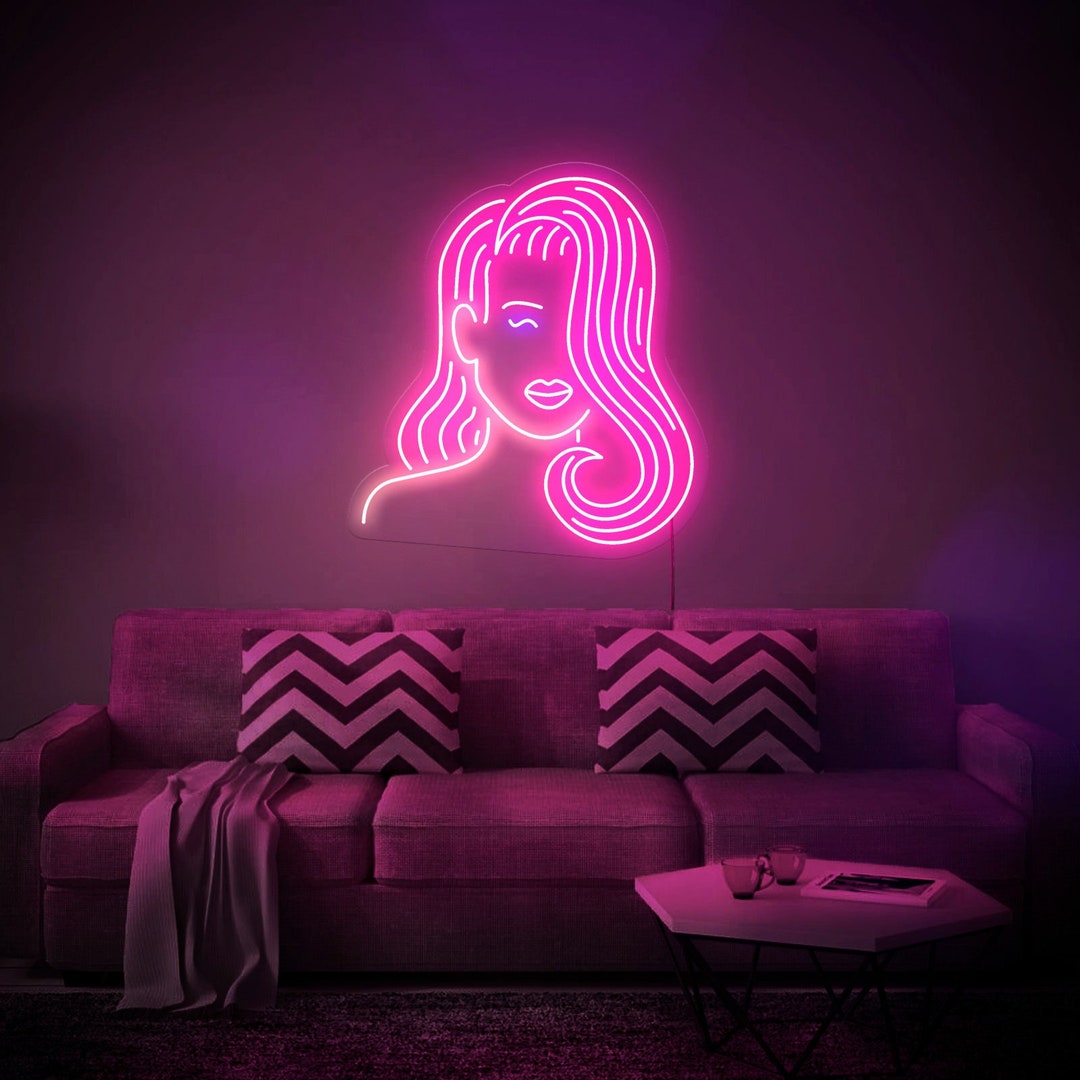 Girl With Hair - LED Neon Sign, Wall Decor, Wall Sign, Neon Lights - Etsy