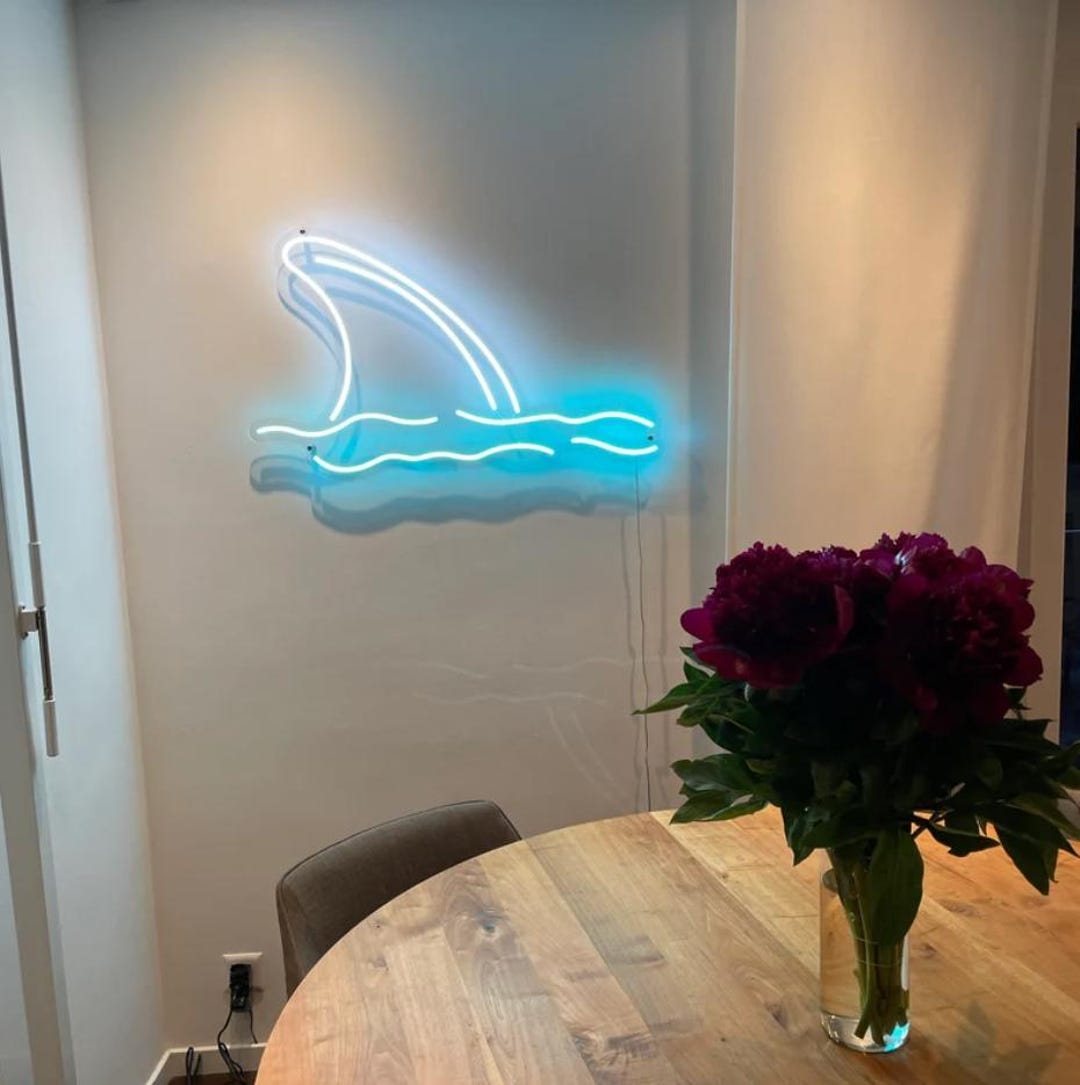 Shark Fin Neon Sign, Custom Neon Sign, Wall Sign, Neon Lights ...
