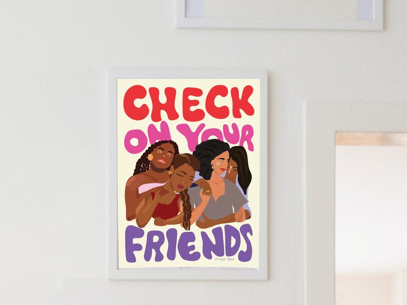 Check on Your Friends Illustration. Fine Art Print. Giclée Print. Home ...
