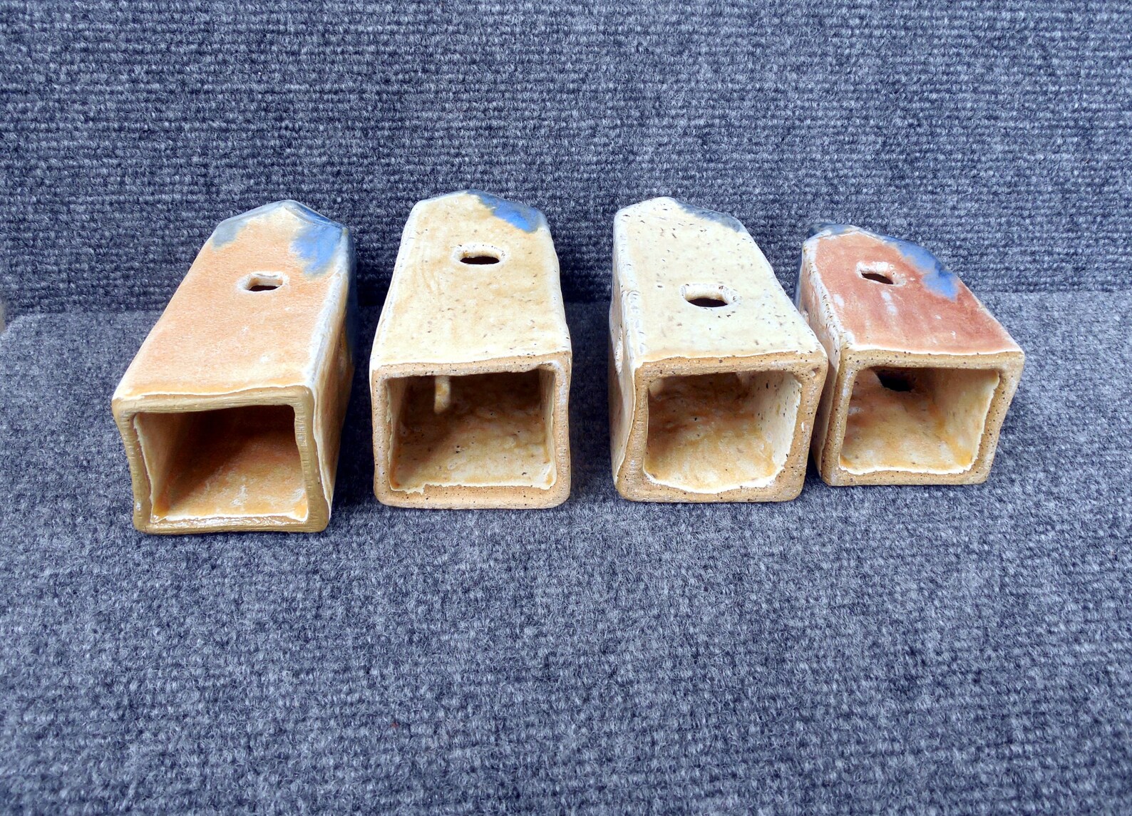 Hand Built Pottery Row of Four Houses - Etsy