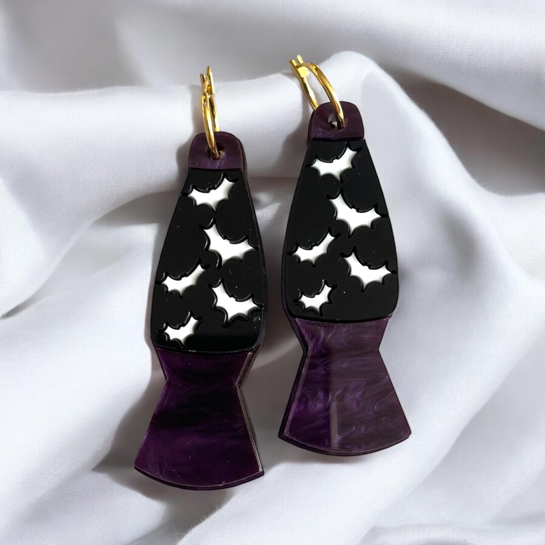 Bat Lava Lamp Earrings SVG File: Halloween Jewelry (glowforge Laser) - Etsy