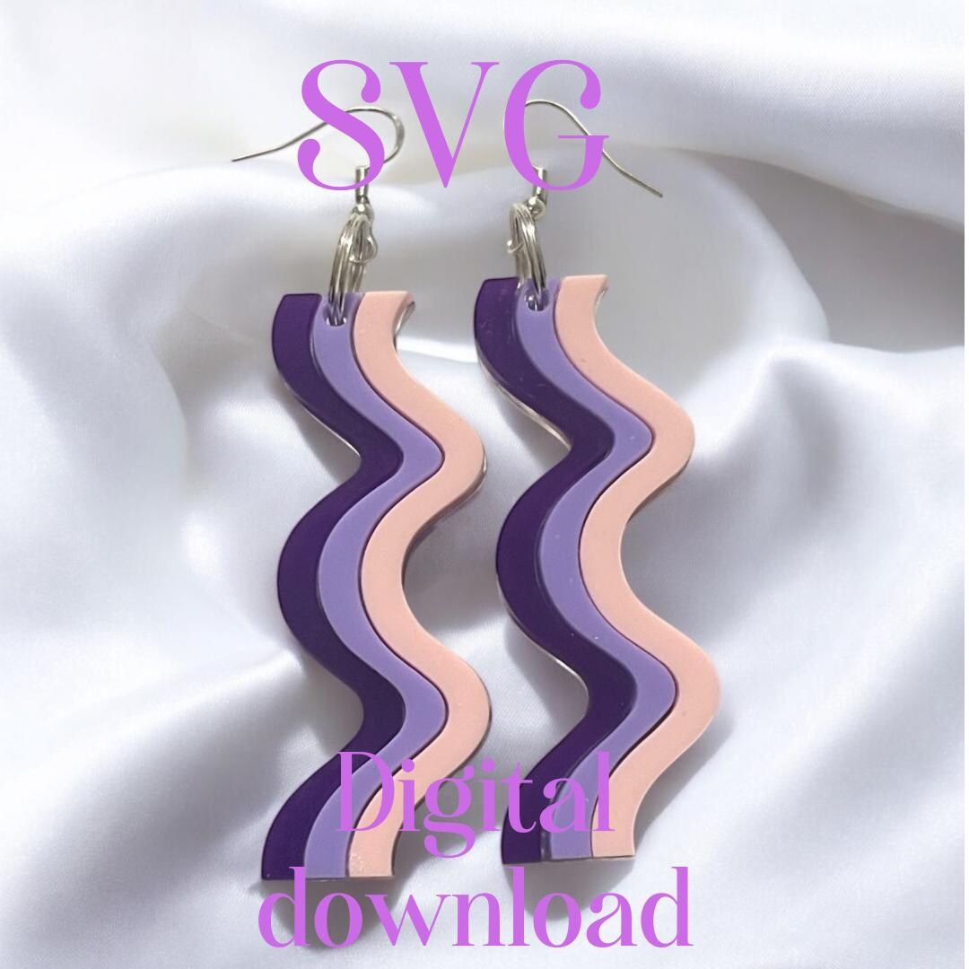 Wavy Earrings SVG File, Groovy Glowforge Laser Svg File Acrylic ...