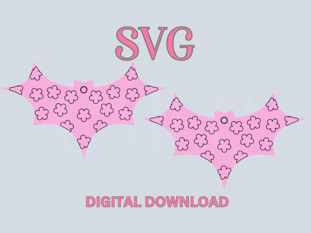 Floral Bat Earrings SVG File, Glowforge Laser SVG File Acrylic ...