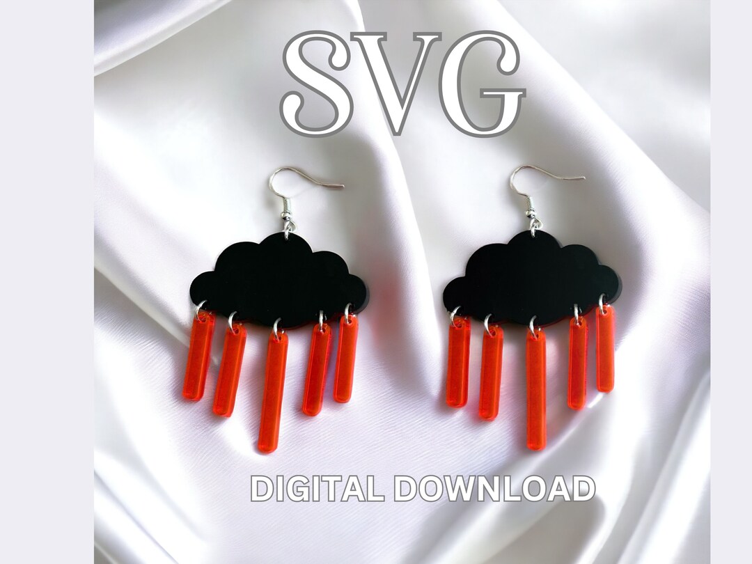 Clouds and Long Bar Drops SVG File, Glowforge Laser SVG File Acrylic ...