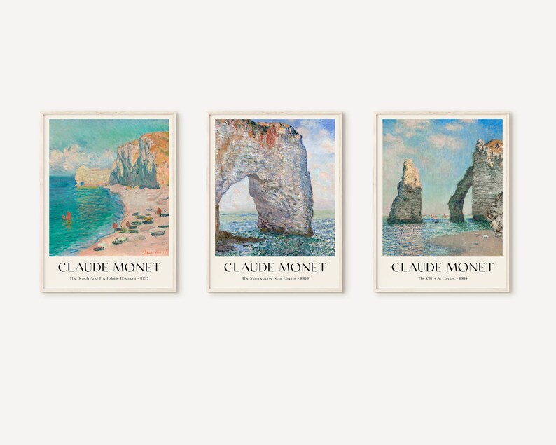Claude Monet, Coastal Views and Beaches, Set of 9 Prints, Gallery Wall ...