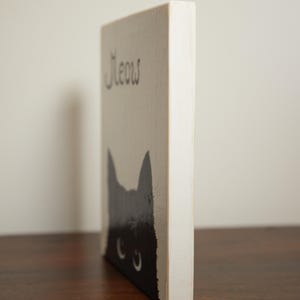 Hand-painted Black Cat & "meow" Sign – Charming Rustic Art - Etsy
