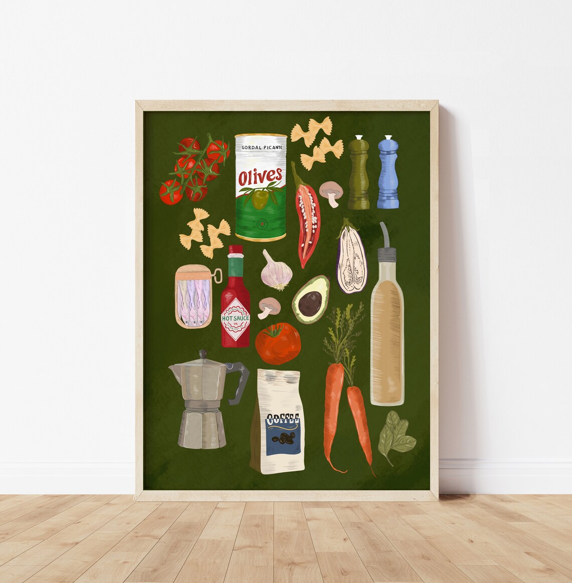 Kitchen Wall Food Wall Art, Ingredients Print, Olives Wall Art, Coffee ...