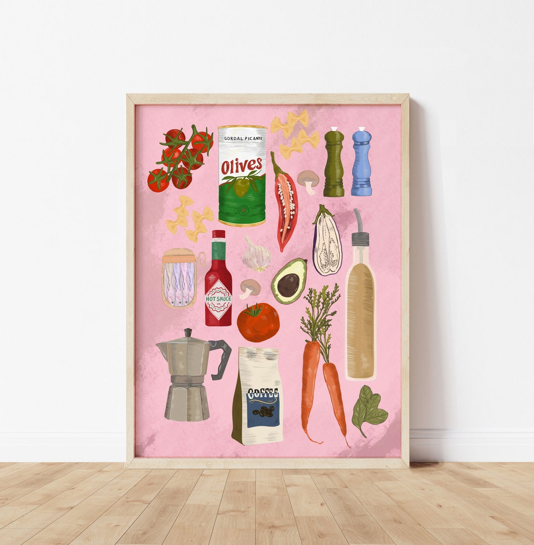 Kitchen Wall Food Wall Art, Ingredients Print, Olives Wall Art, Coffee ...