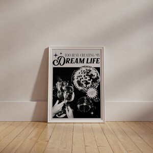 Black and White Disco Dream Life FUNKY WALL ART - Vintage Magazine ...