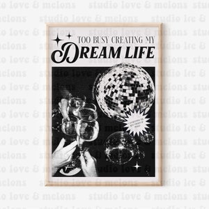 Black and White Disco Dream Life FUNKY WALL ART - Vintage Magazine ...