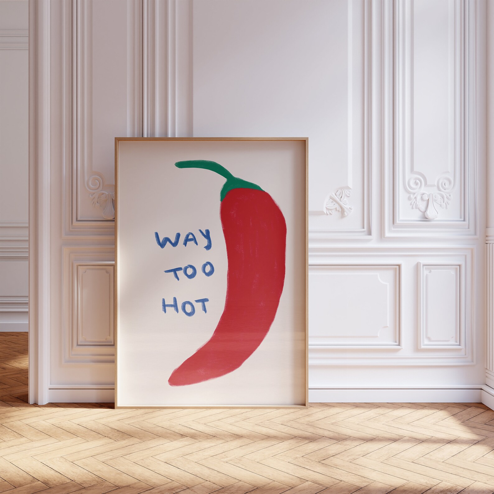 Trendy CHILLI PEPPER HOT Wall Art, Kitchen Print, Mid Century Poster ...