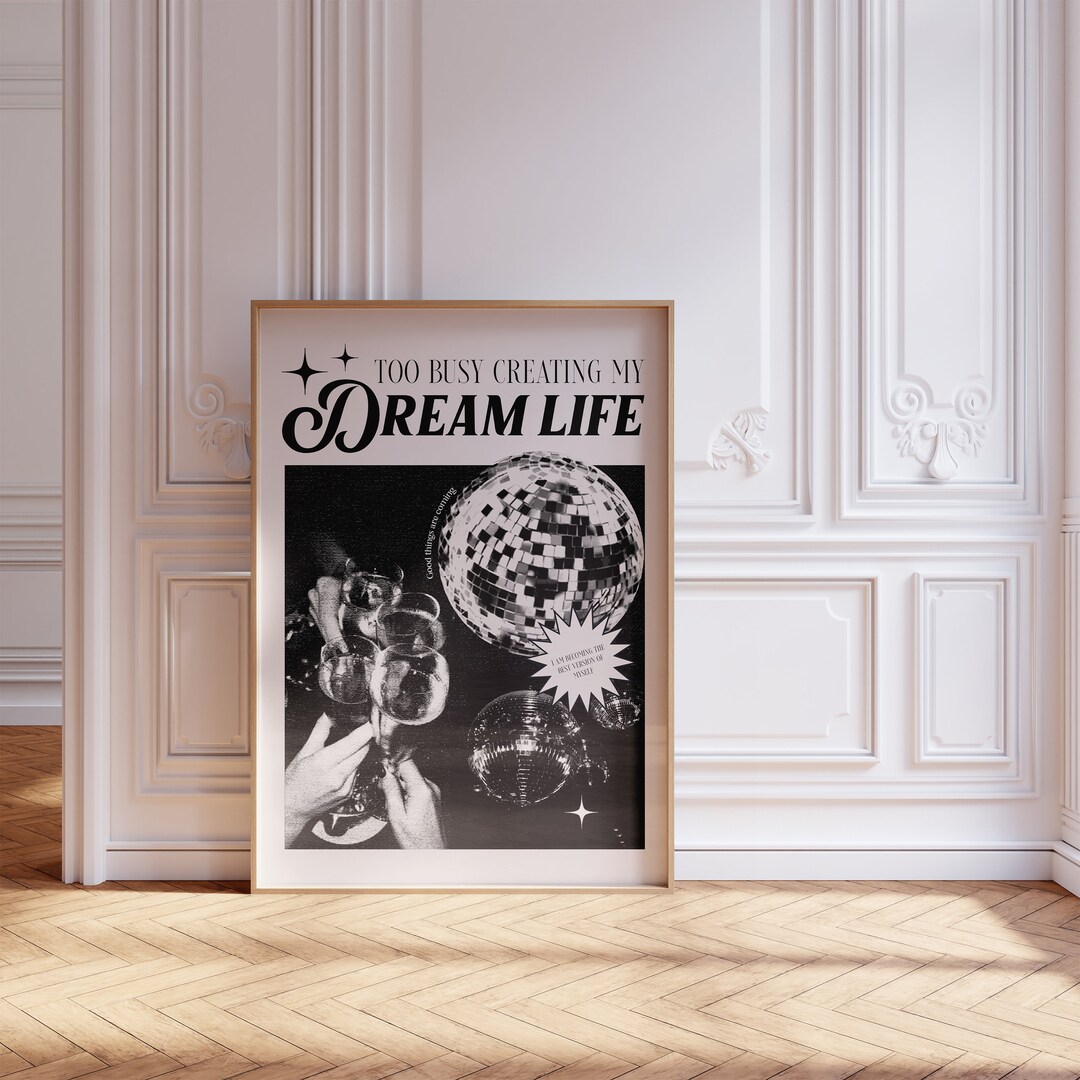 Black and White Disco Dream Life FUNKY WALL ART - Vintage Magazine ...