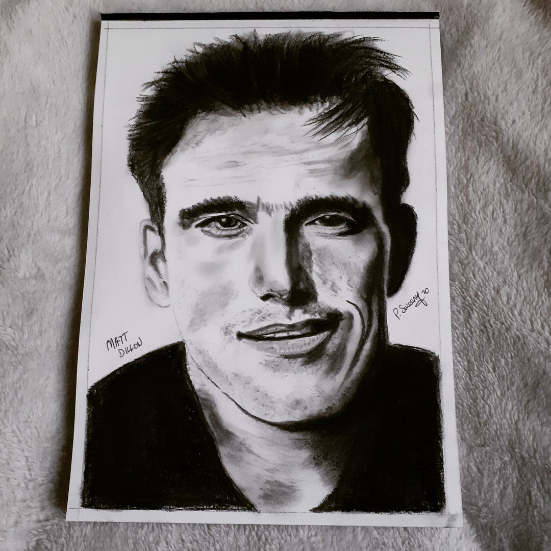 Matt Dillon Black and White Portrait Using Charcoal and - Etsy