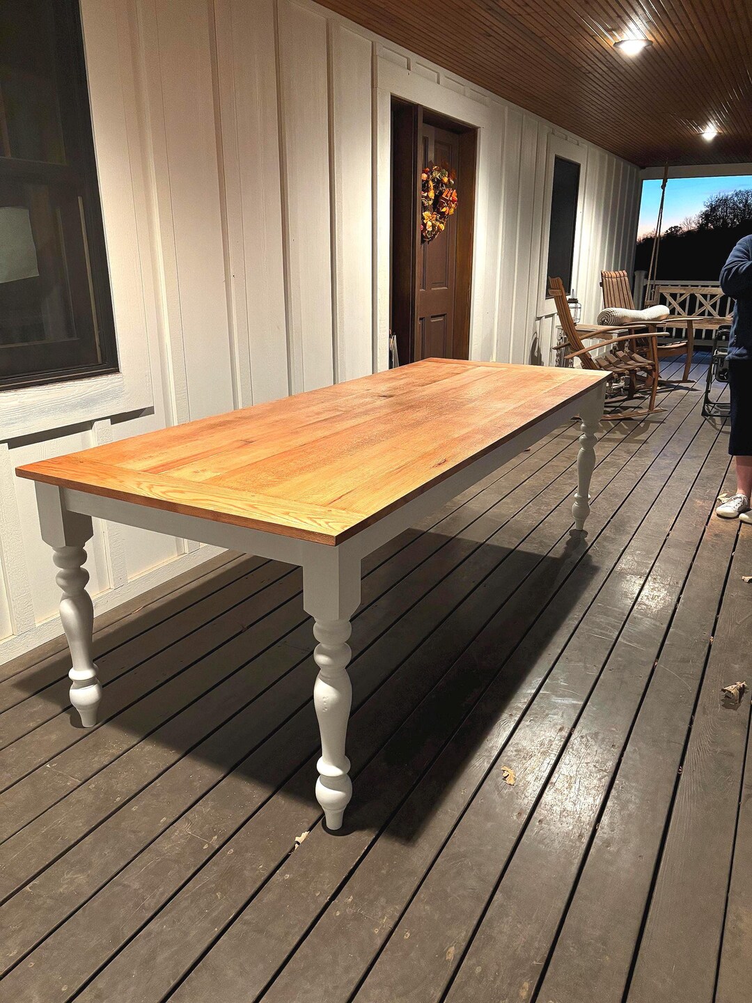 Farmhouse Table slim, Handmade Dining Table, Traditional Kitchen Table ...