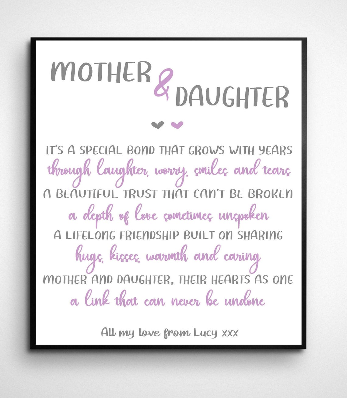 Personalised Mother and Daughter Poem Print Mum Print Mother | Etsy