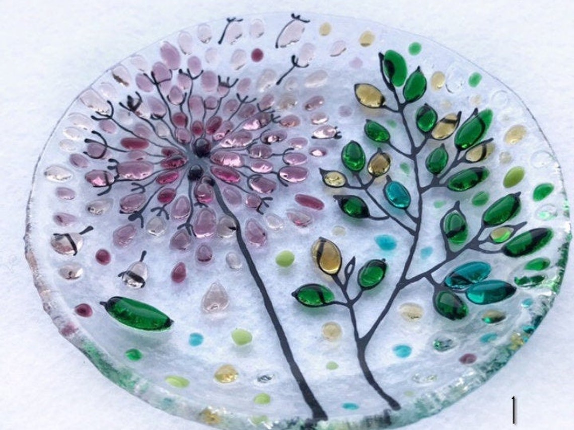 Small Plate Fused Glass Handmade Design Fused Glass Plate Etsy