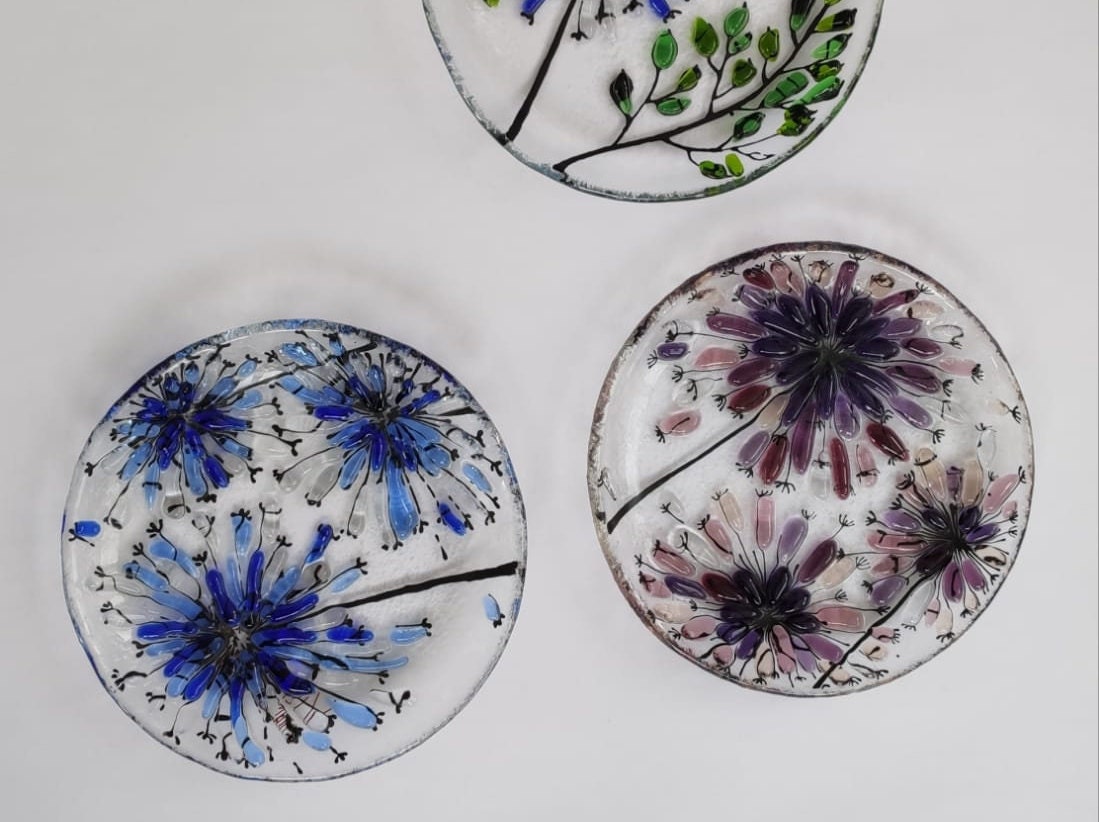 Small Plate Fused Glass Handmade Design Fused Glass Plate Etsy