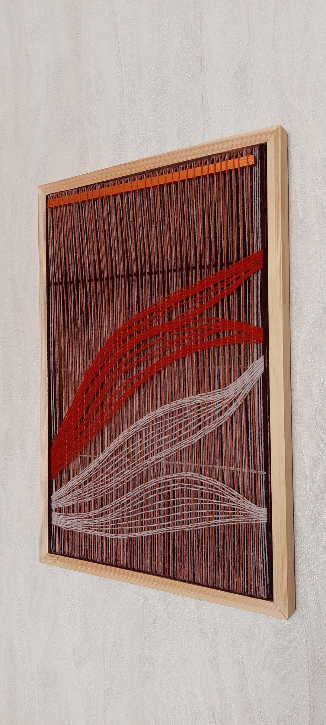 Handwoven Fiber Art – Abstract Textile Wall Hanging in Wooden Frame - Etsy