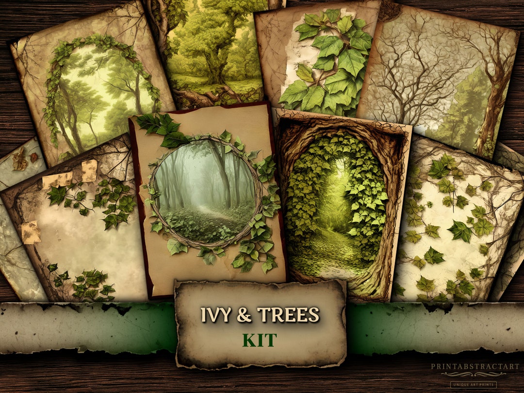 Ivy Trees Junk Journal Kit, Dark Academia, Nature, Green Journal ...