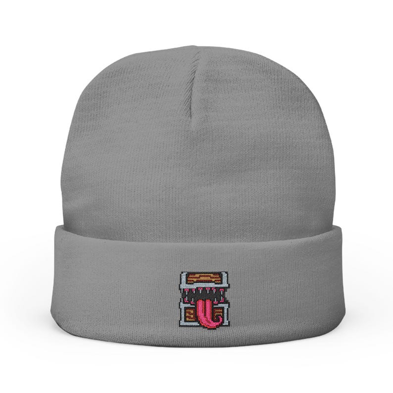 Pixel Art Embroidered Mimic Knit Beanie - Etsy