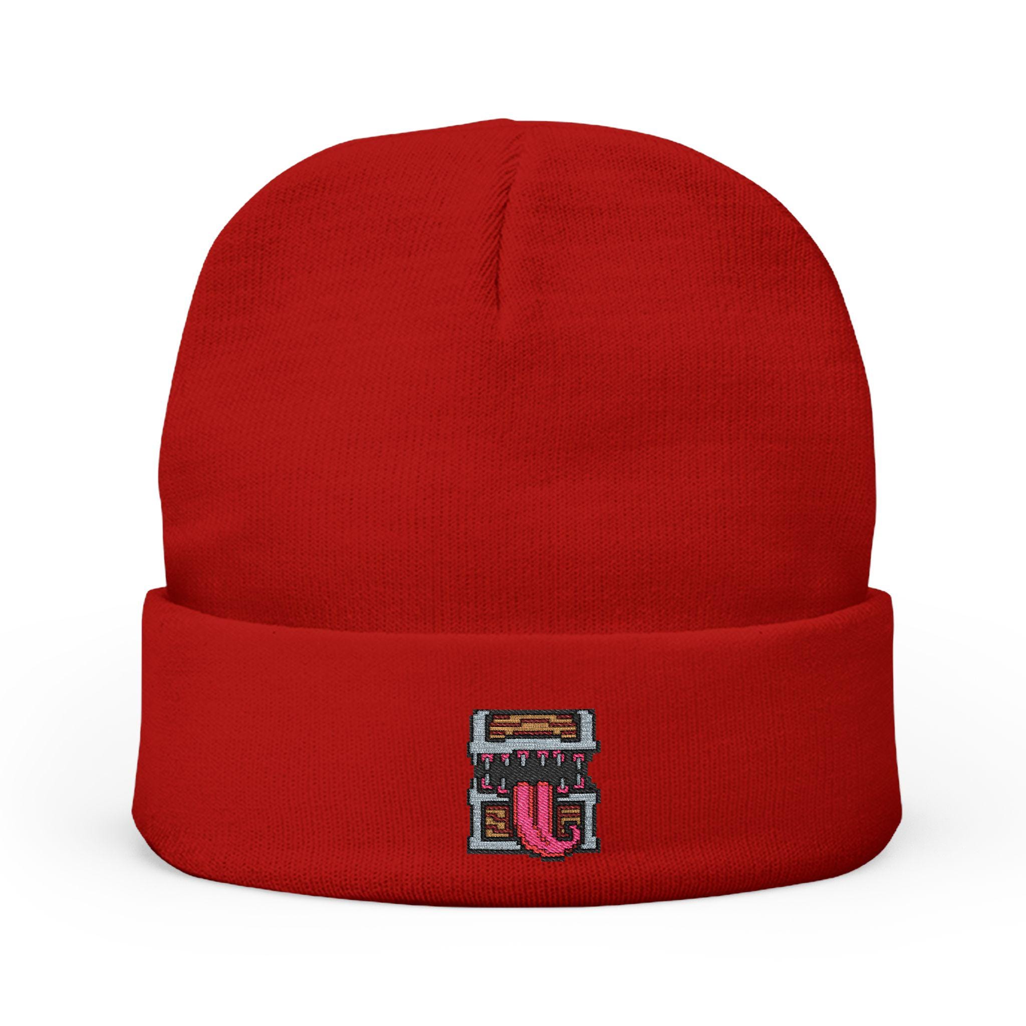 Pixel Art Embroidered Mimic Knit Beanie - Etsy