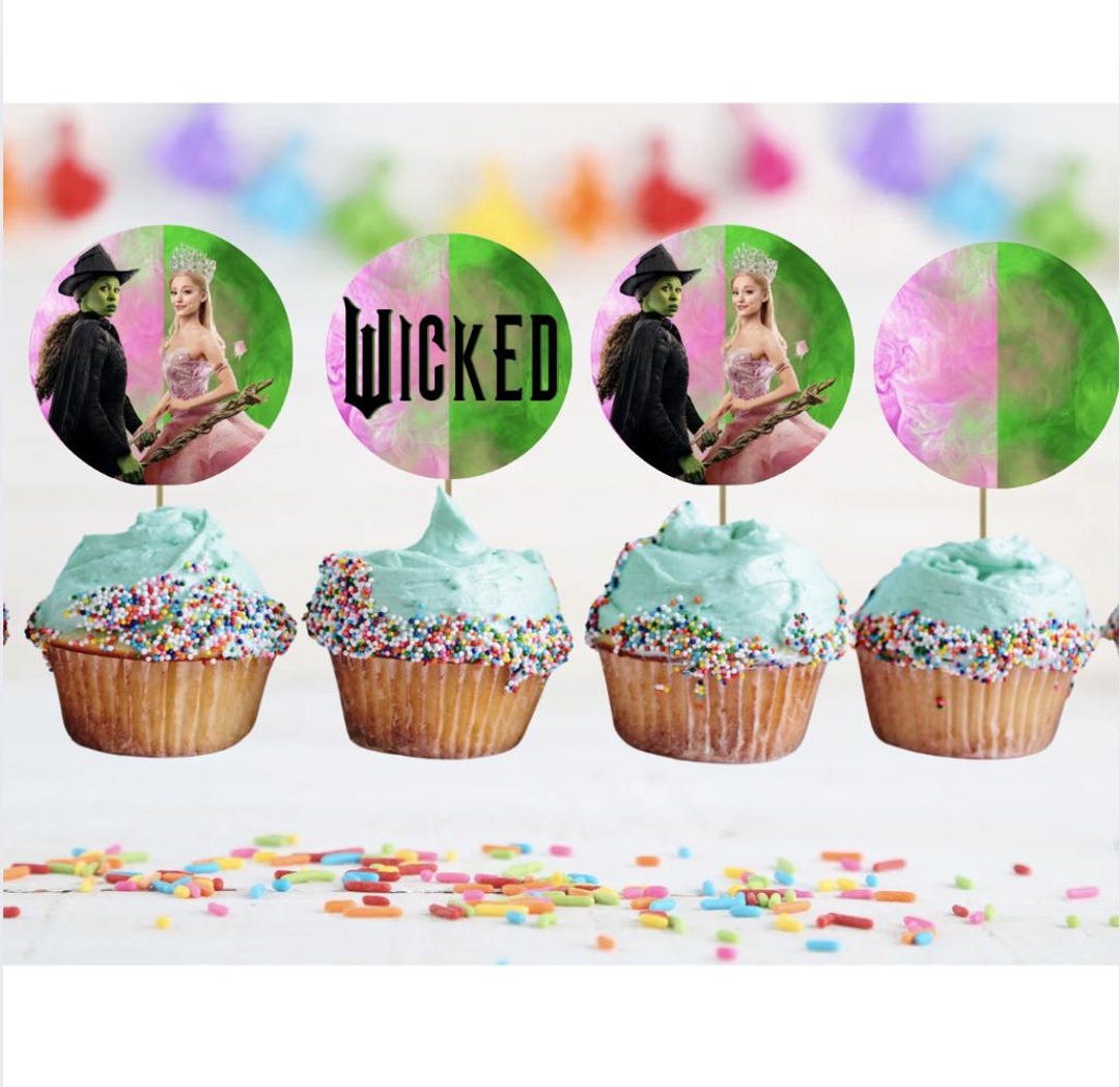 Wicked Themed Cupcake Toppers, Birthday Wicked Theme, Ariana Grande ...
