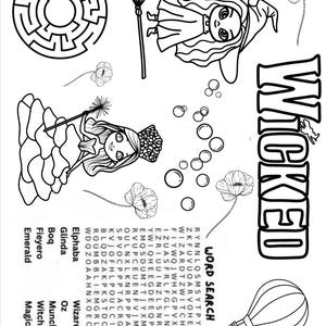 Wicked Movie Printable Activity Sheet Placemat, Wicked Film Coloring ...