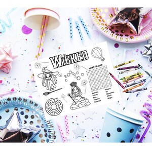 Wicked Movie Printable Activity Sheet Placemat, Wicked Film Coloring ...