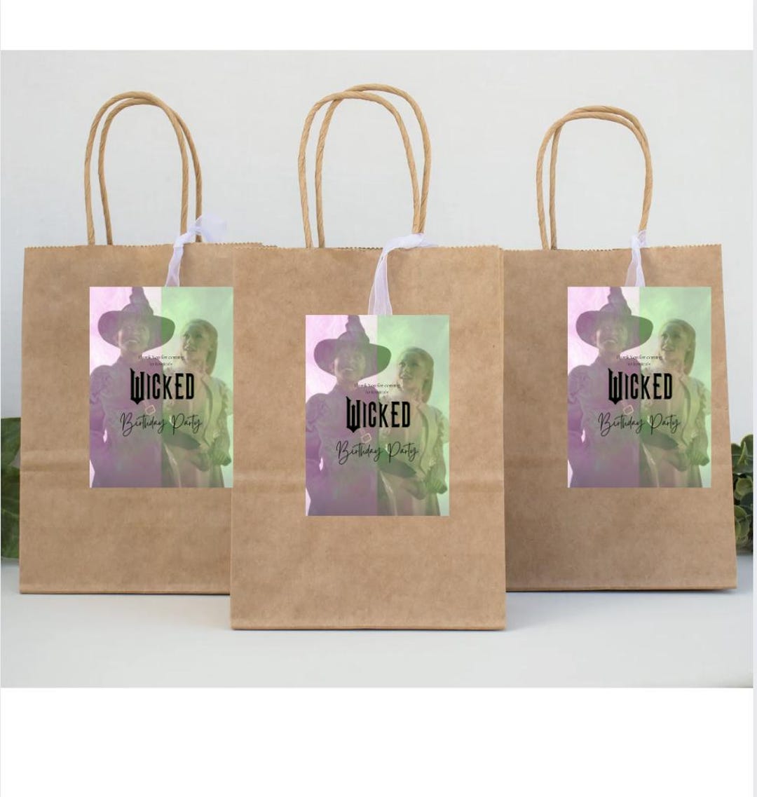 Wicked Themed Gift Favor Bag Tags, Glinda and Elpheba Wicked Themed ...