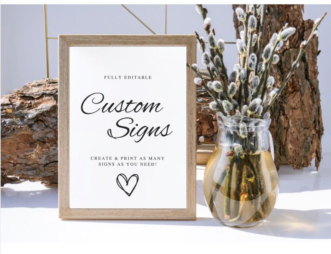 Modern Minimalist Custom Sign Template, Modern Wedding Sign Printable ...