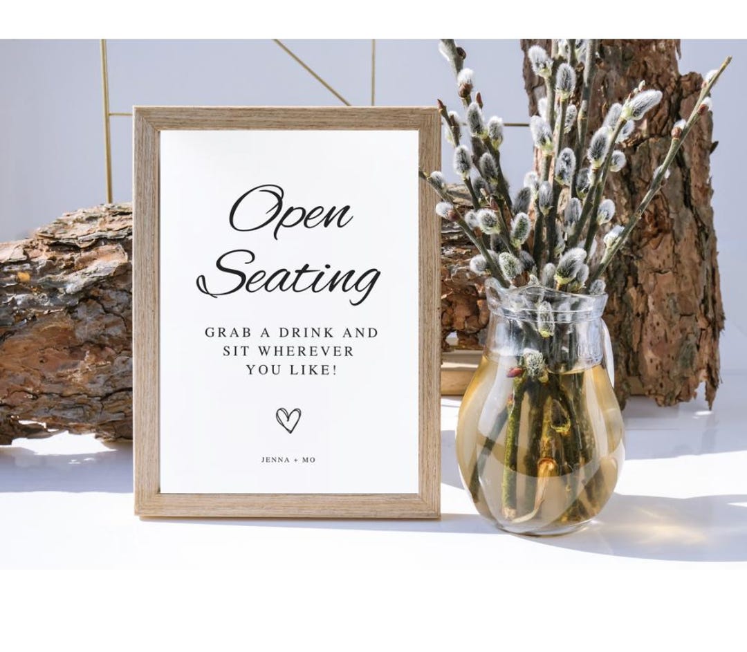 Open Seating Sign Template, Printable Open Seating Sign, Seating Sign ...