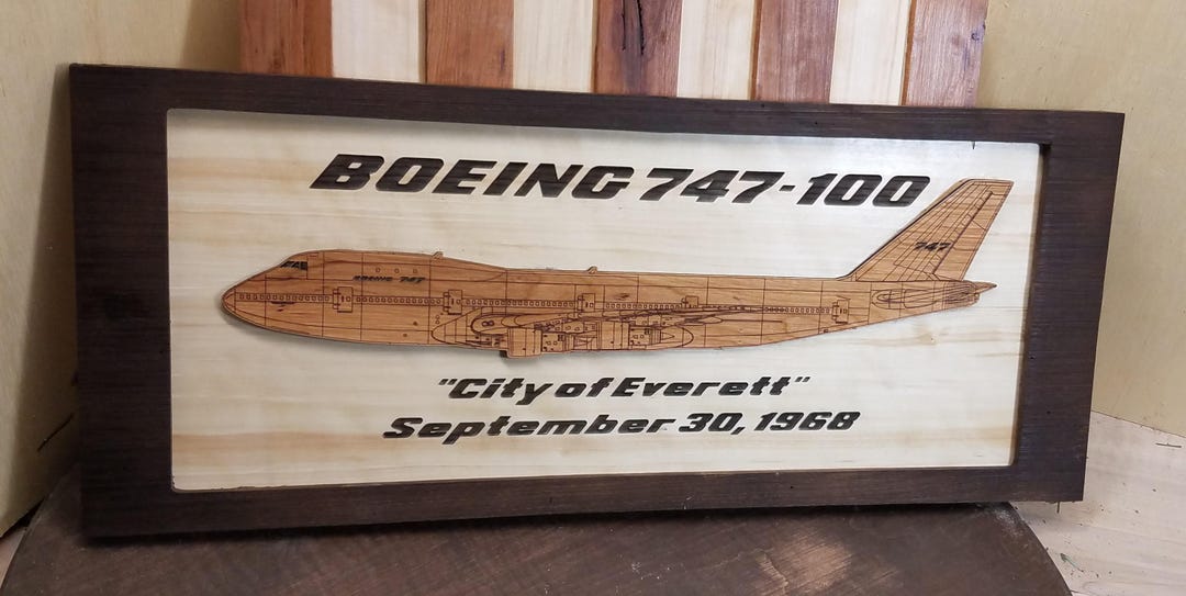 Boeing 747 Laser Engraving on Maple, Customizable, Framed Military/work ...