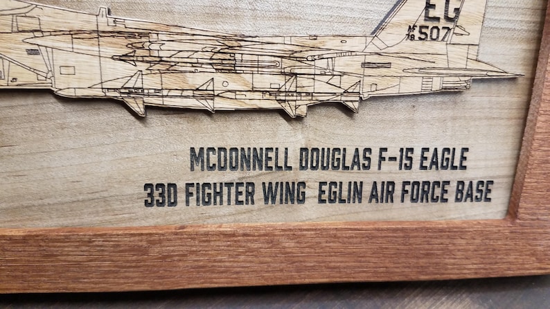 F-15 Eagle Laser Engraved Maple Wood Art, Customizable Military PCS ...