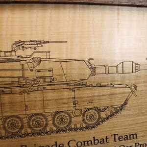 M1A2 Abrams Laser Engraving on Maple, Customizable With Unit, Name, Etc ...