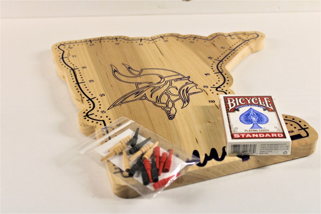 Minnesota Vikings Cribbage Board-made to Order-with in Board Peg ...