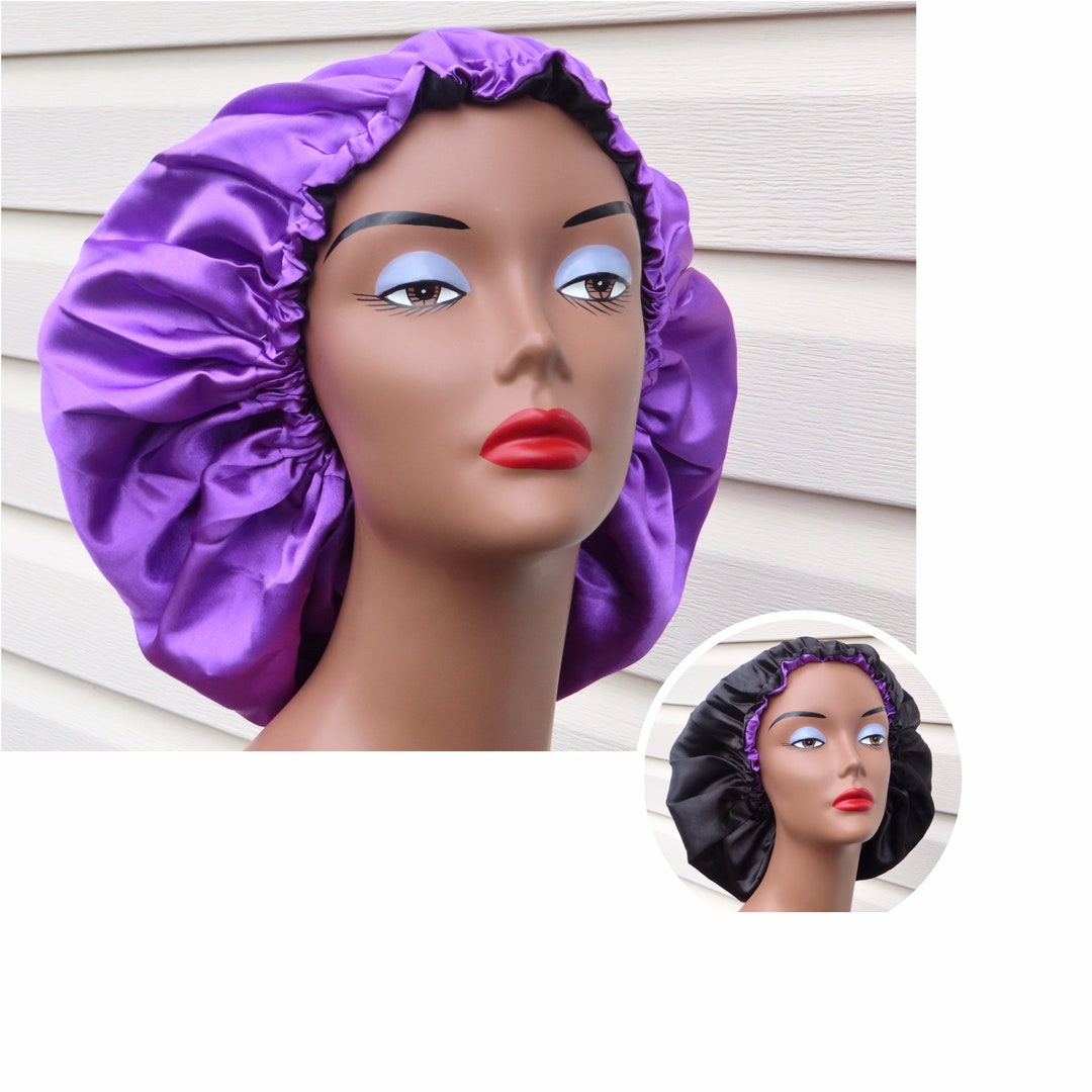 Drawstring Satin Bonnet, Pull String Large Double Layer Reversible ...