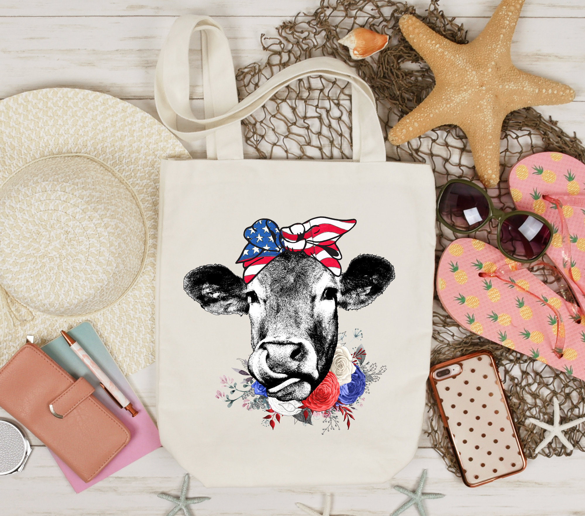 4th of July Patriotic Cow American Flag Bandana Sublimation - Etsy
