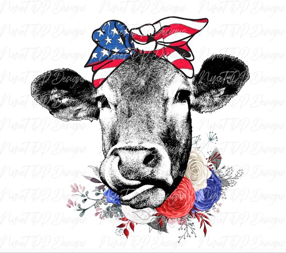 4th of July Patriotic Cow American Flag Bandana Sublimation - Etsy