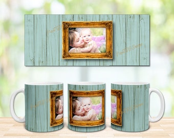 Picture Frame Coffee Mug Single Frame Rose Wood Photo, 11 0z Mug PNG ...