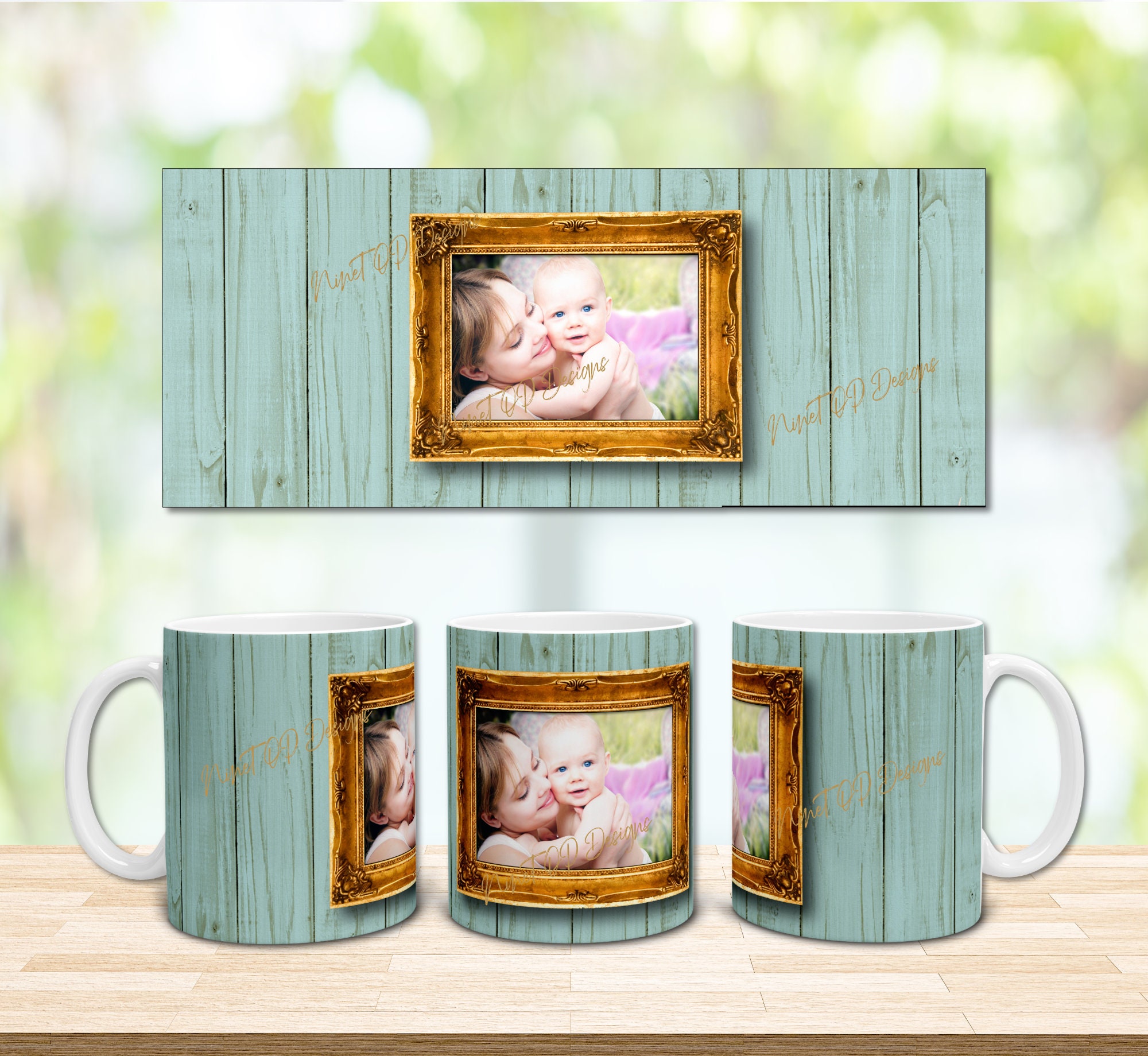 Picture Frame Mug Single Frame Wood Photo, 11 0z Mug PNG Mug Templates ...