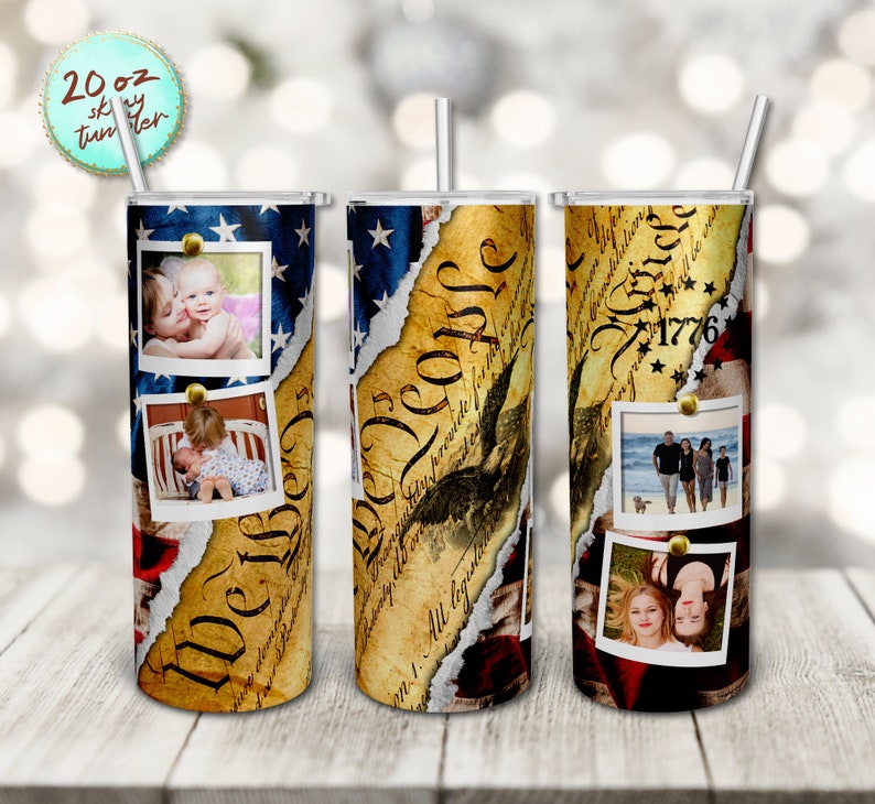 We the People 1776 Flag Tumbler Wrap Photo Frame Tumbler 20oz - Etsy