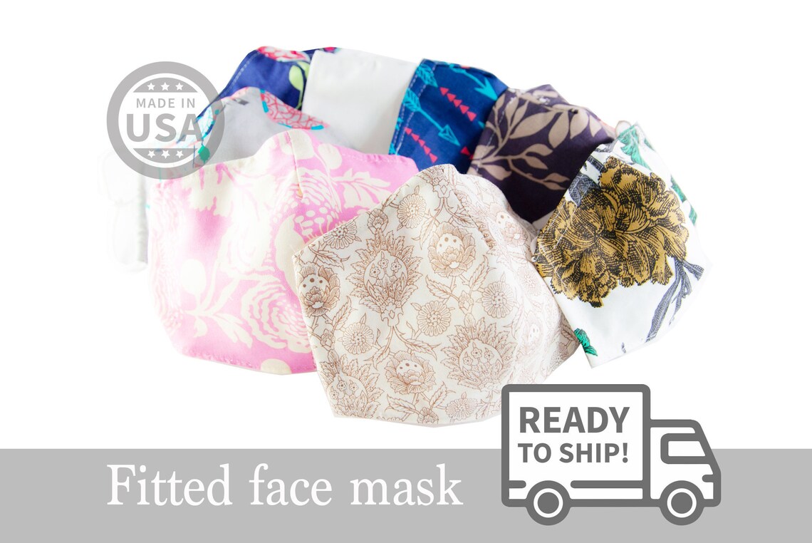 Ready to Ship! Fitted Face Mask With Filter Pocket & Nose Wire - Etsy
