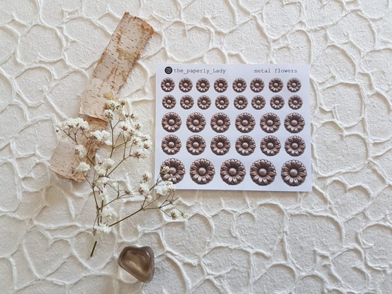 Vintage metal flowers / Metall Blumen Aufkleber | Etsy