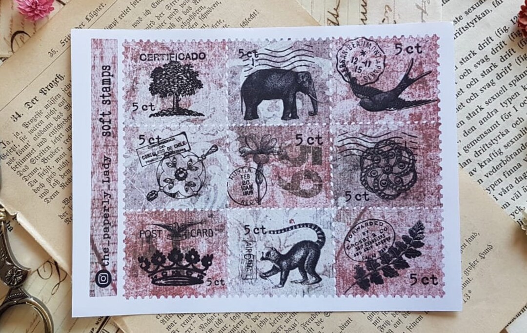 Soft Stamps sticker Timbres autocollants vintage Journal sticker ...
