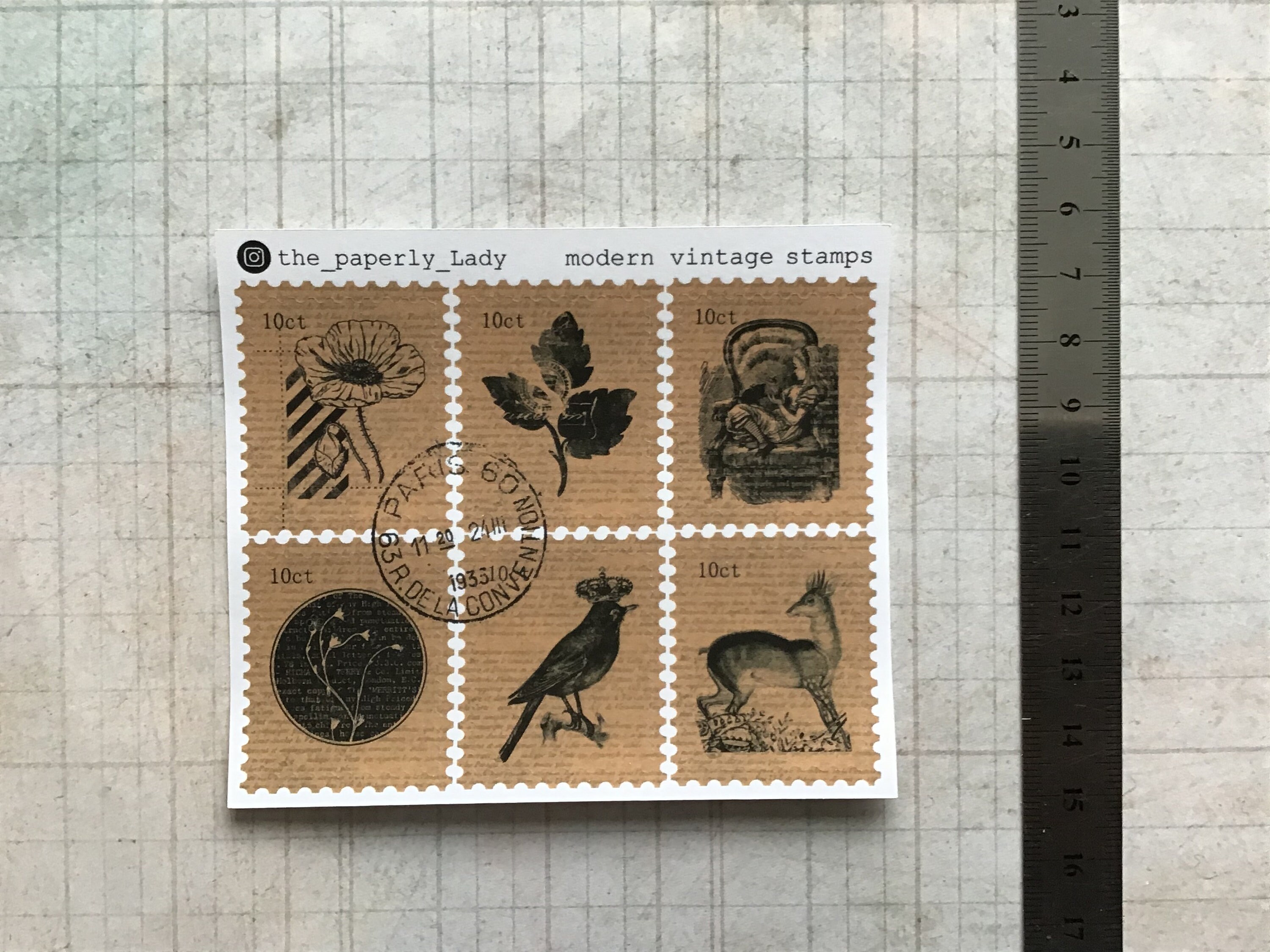 Modern Vintage Stamps Sticker Stamps Sticker | Etsy UK