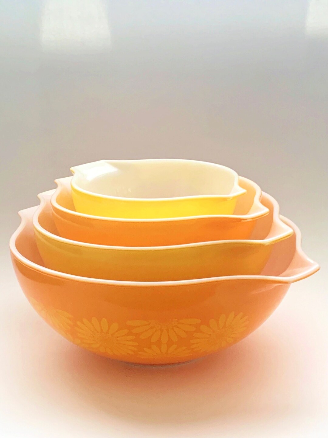 Pyrex No. 441-444 Sunflower Daisy Cinderella Mixing/batter Bowls ...