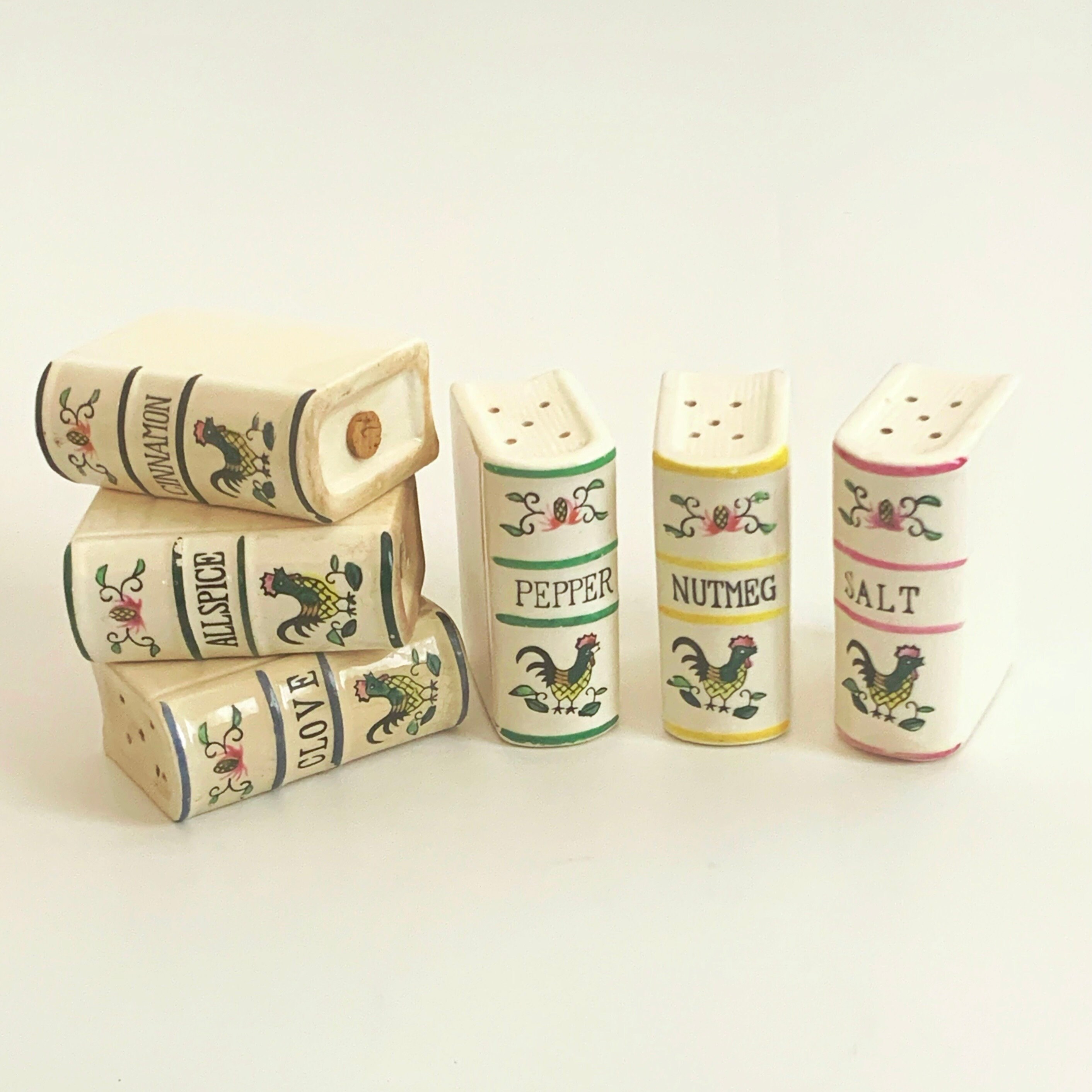 1950s Salt & Pepper, Seasoning Shaker Books With Handpainted Chicken ...