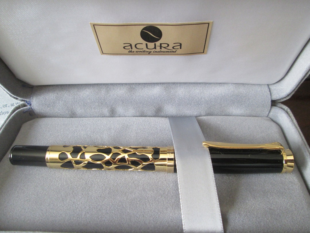 Acura Ornate Gold Black Writing Pen Mint in Box - Etsy