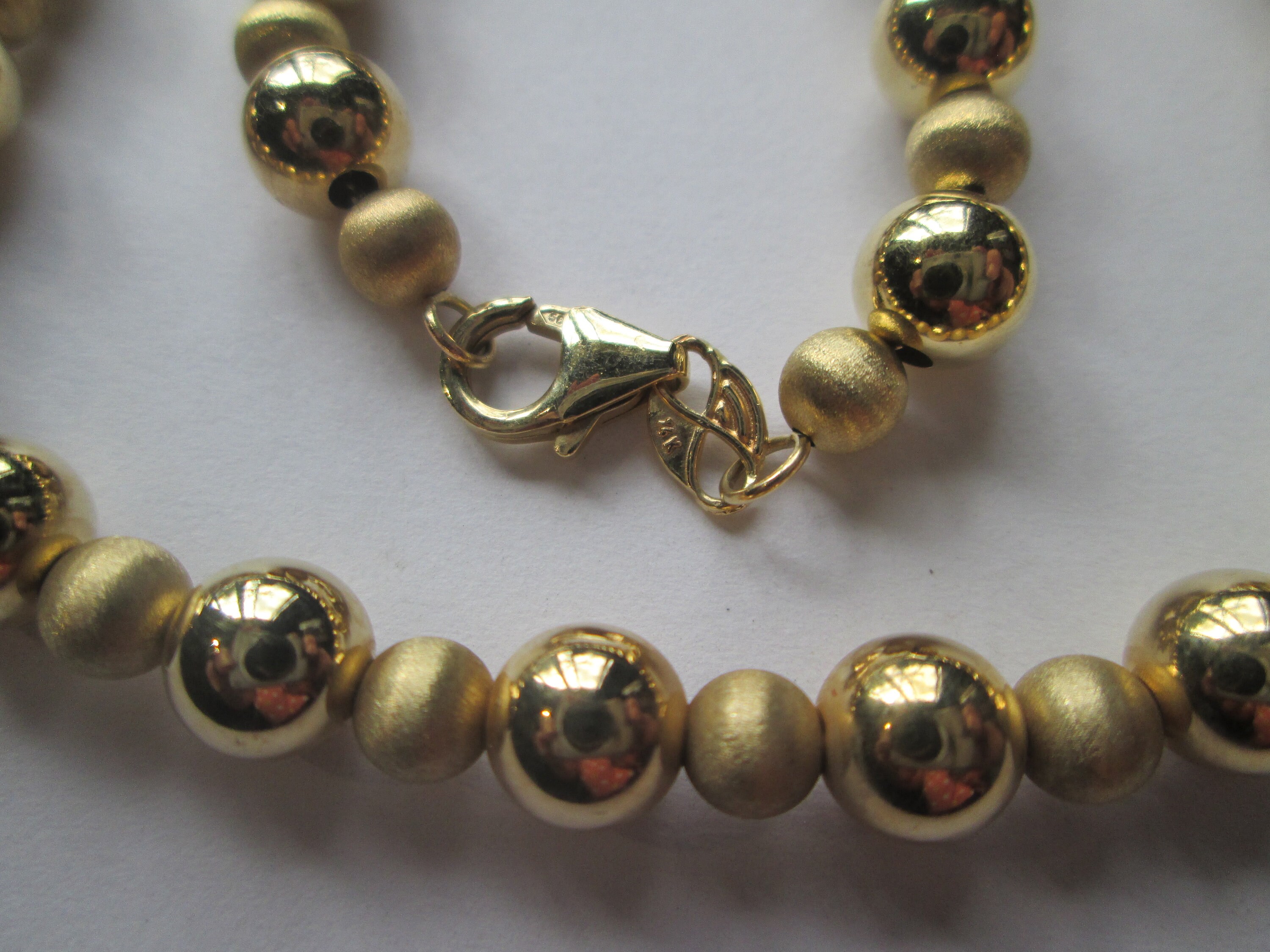 Vintage Eterna 14K Gold 6mm Beaded Chain 18 Necklace 9 Grams